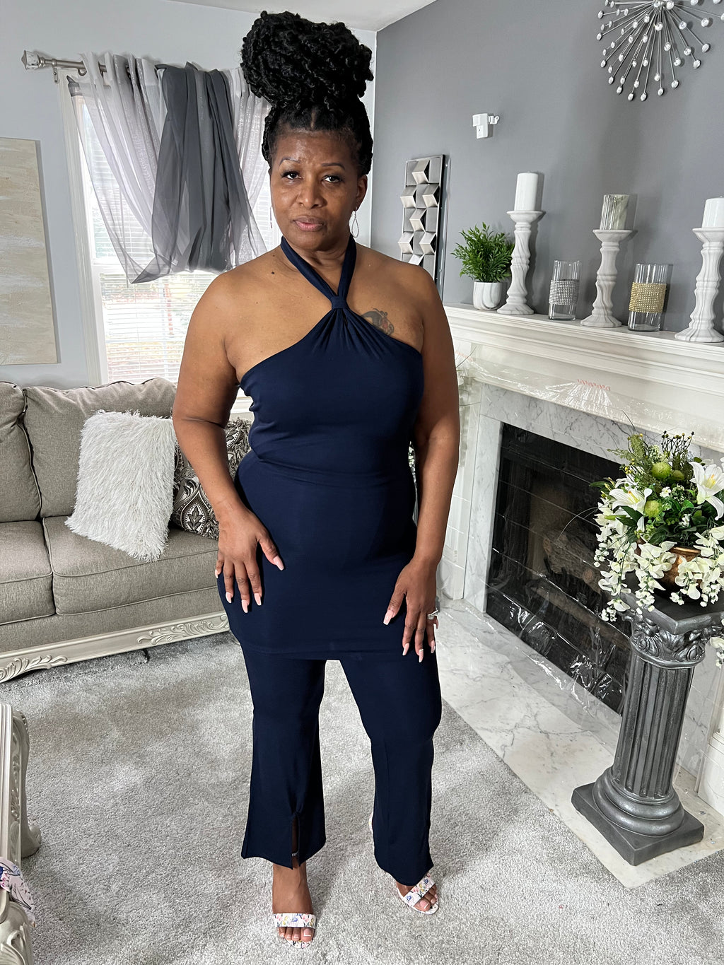 Angel Halter Top Split Front Pant Set – Queens Kloset, LLC